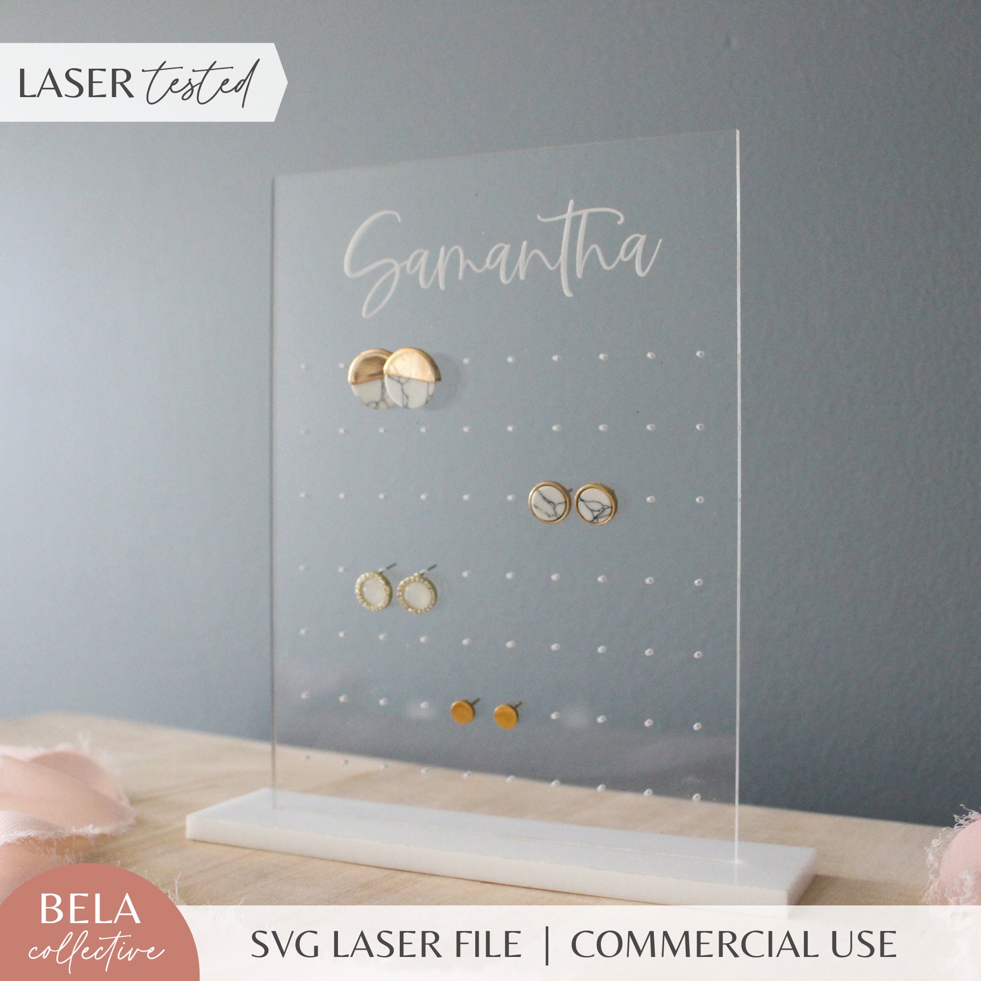 Minimalist Earring Stand SVG Laser Cut File for Glowforge, Beginner ...
