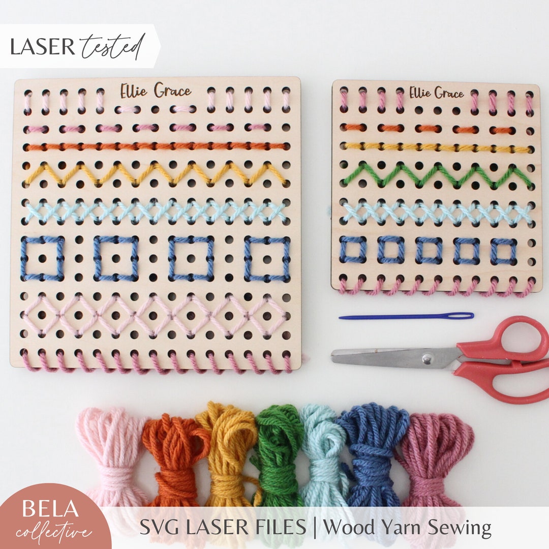 SVG Yarn Sewing Practice Board for Laser Cutting, My First Embroidery ...