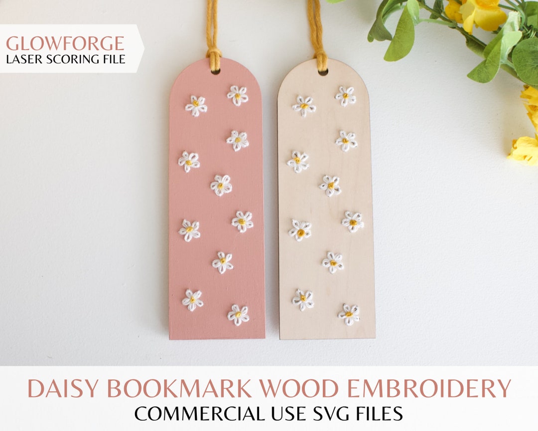 SVG Daisy Bookmark Embroidery Pattern for Laser Cutting, Glowforge ...