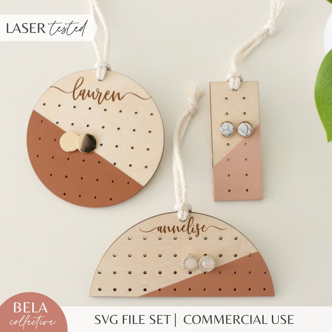 Travel Earring Holders Set of SVG Laser Cut Files for Glowforge, Stud ...