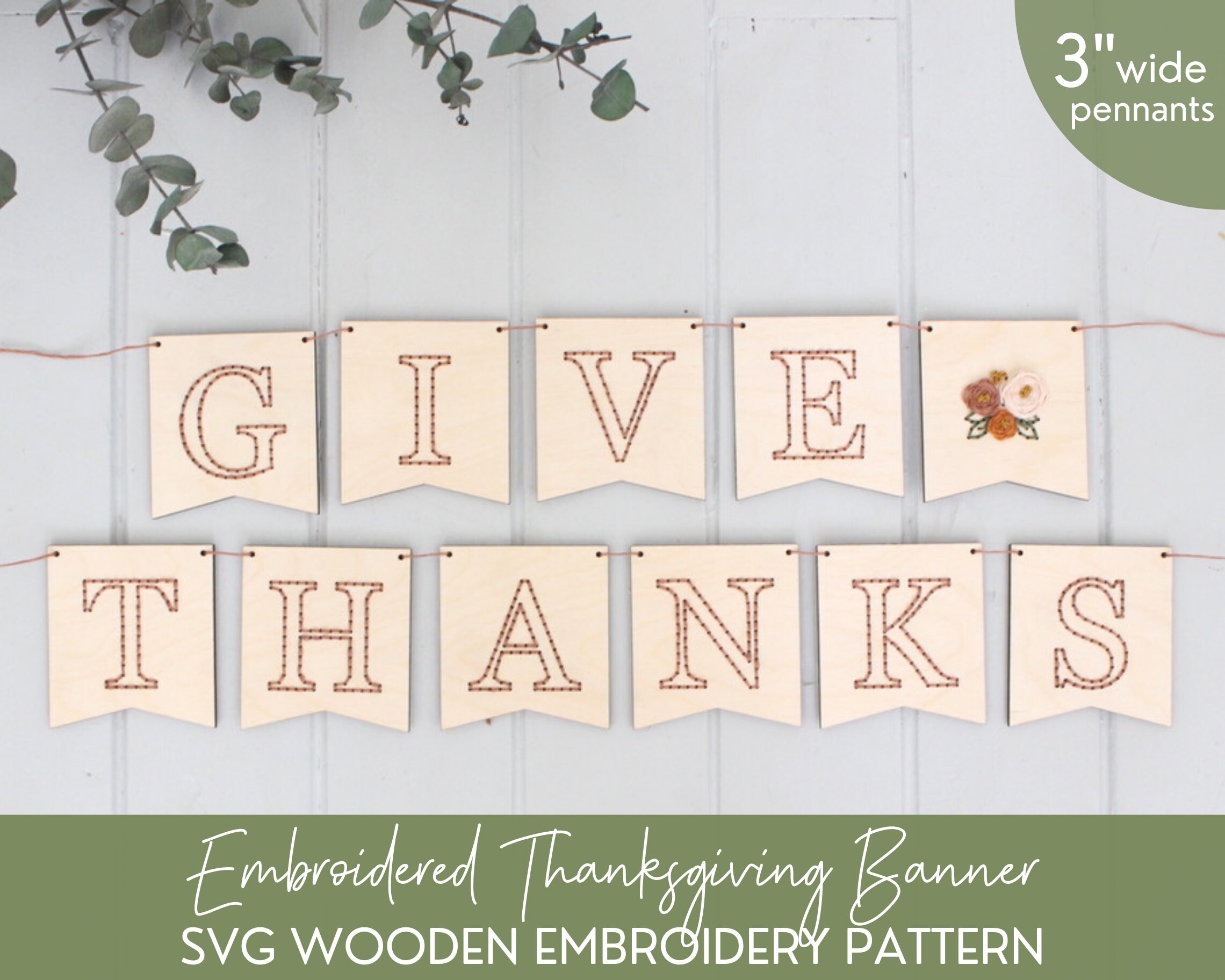 SVG Give Thanks Embroidery Pattern for Laser Cutting - Etsy