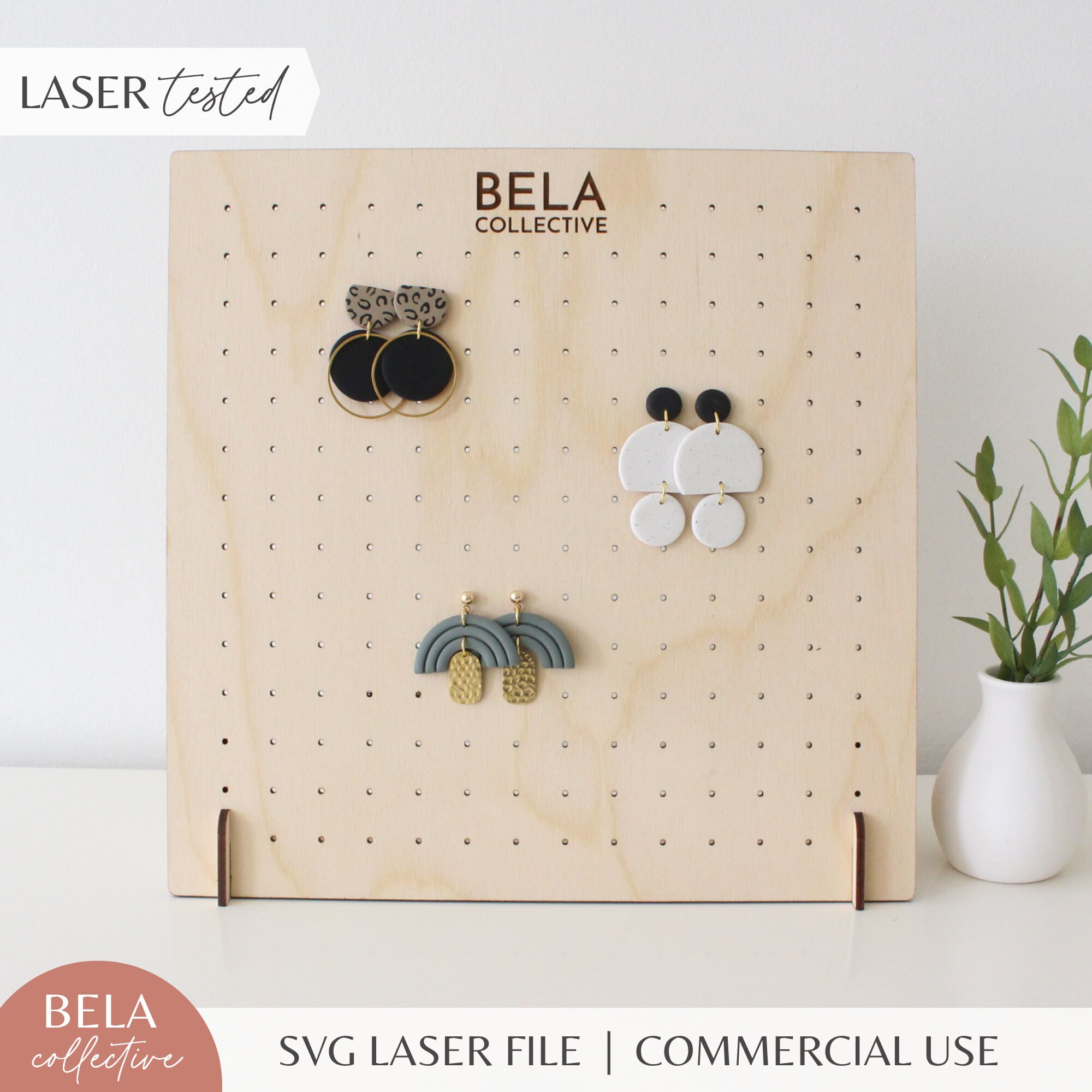 SVG Large Square Earring Display Stand, Laser Cut File for Glowforge ...