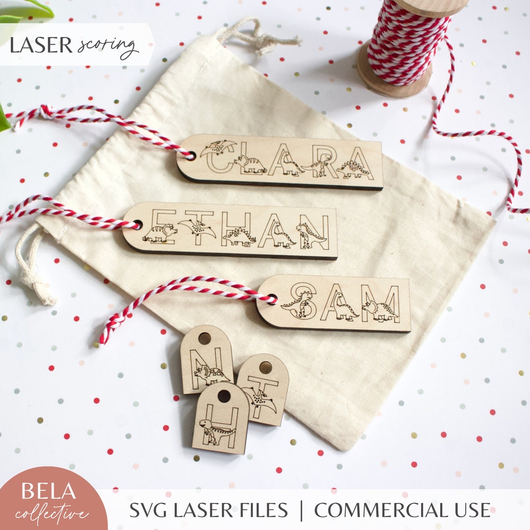 SVG Dinosaur Mini Name Tags | Wood Party Favor Bag Tag | Dino Birthday ...