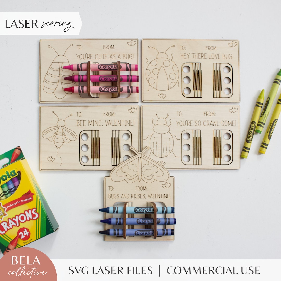 SVG Bugs Crayon Holder Valentines | Kids Classroom Valentine Card Gift ...