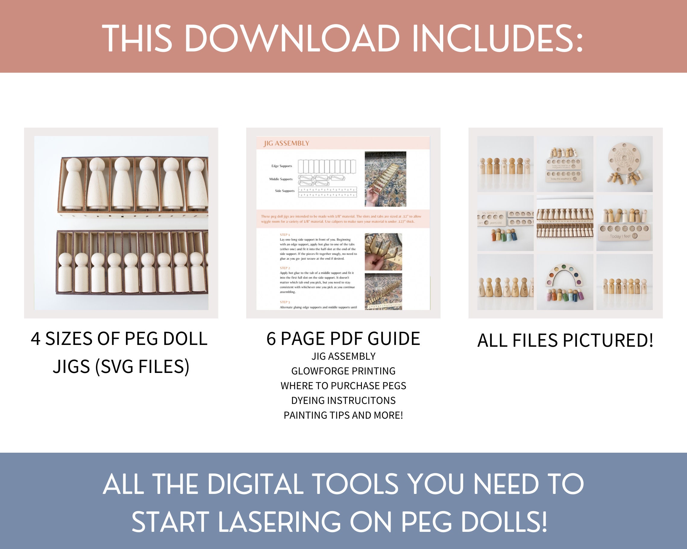 Peg Doll Lasering Bundle | SVG Digital Files for Laser Printing ...