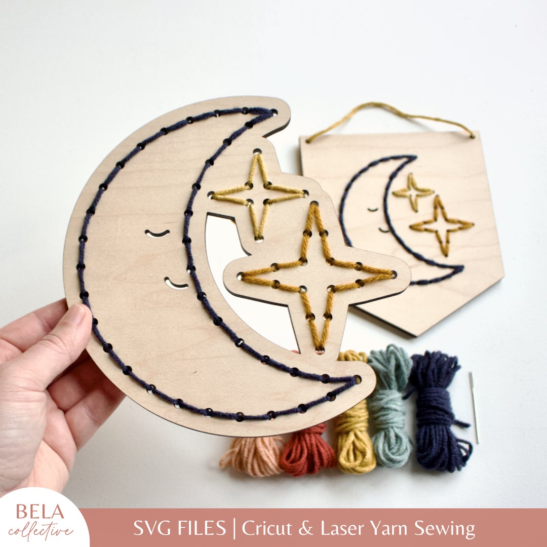 SVG Moon and Stars Yarn Sewing Pattern for Laser Cutting | Happy ...