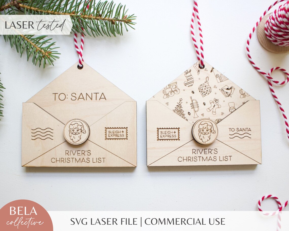 SVG Christmas List Holder to Santa Ornament | Personalized Holiday Wood ...