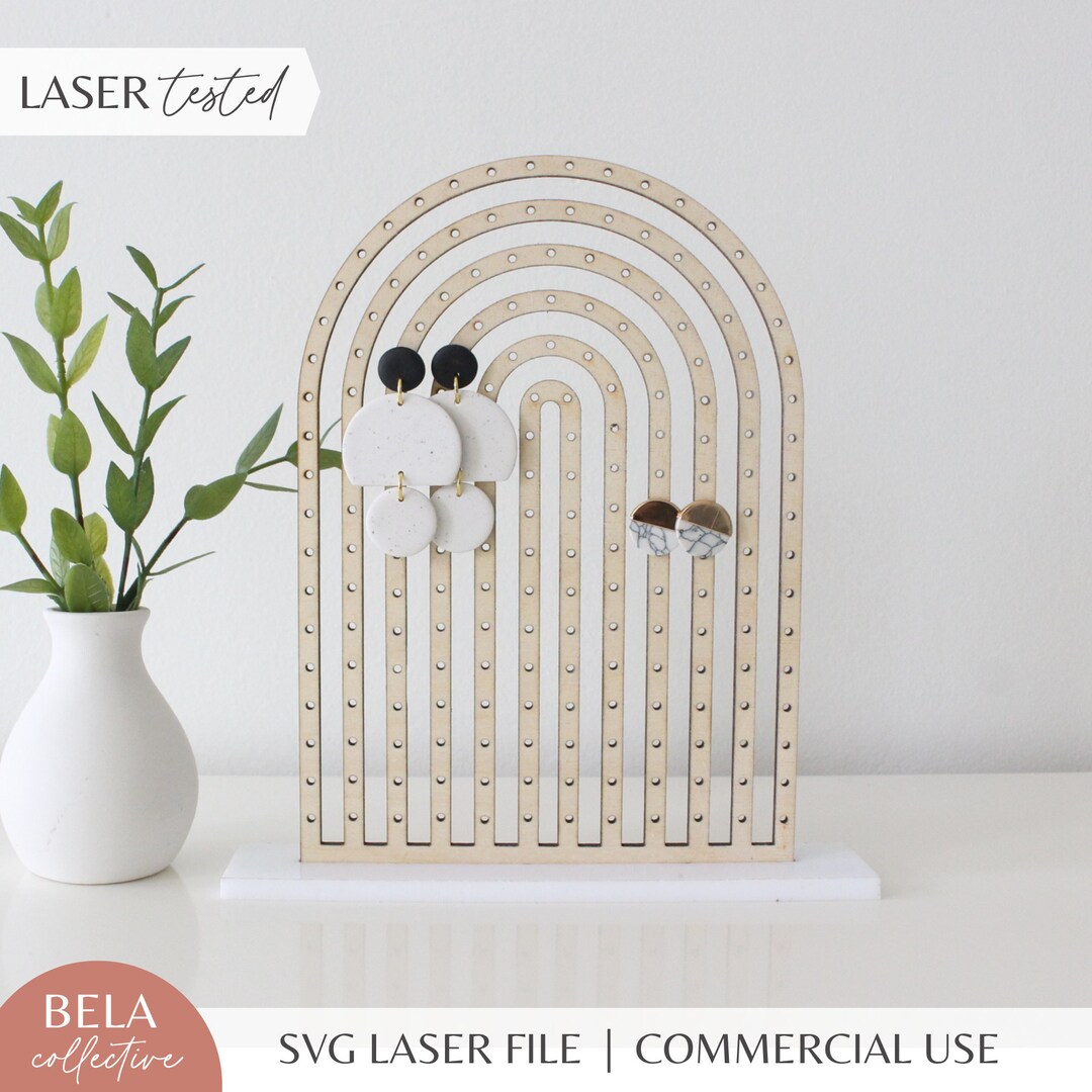 SVG Modern Arch Earring Stand Laser Cut File for Glowforge, Stud ...