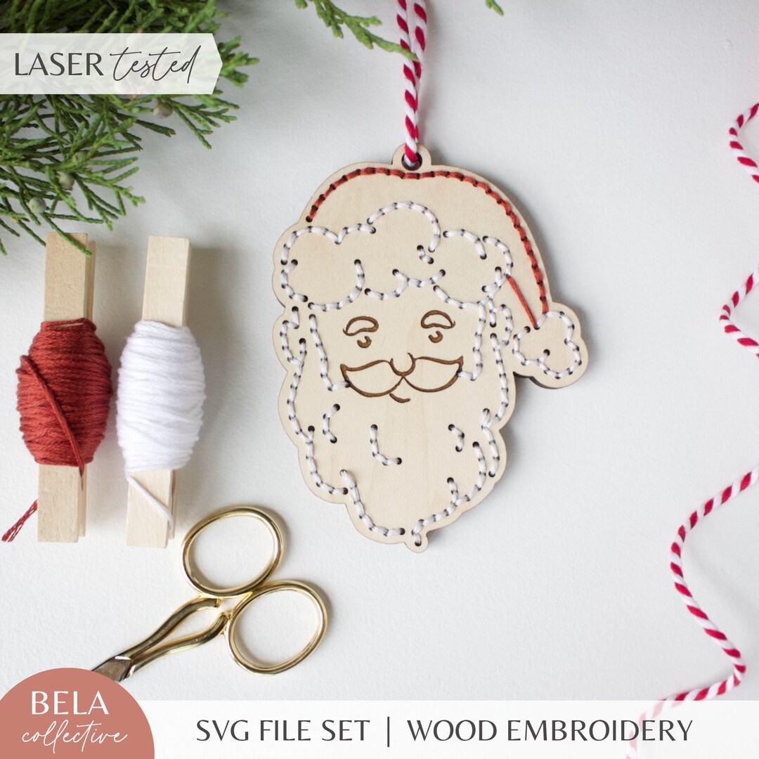 SVG Santa Christmas Ornament Embroidery Pattern for Laser Cutting ...