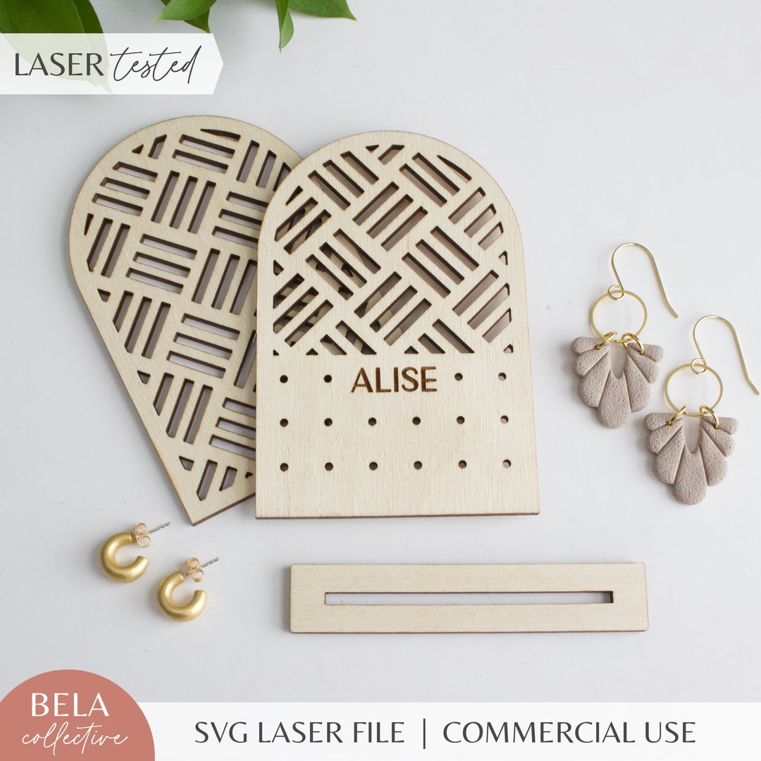 Travel Earring Holders Set of SVG Laser Cut Files for Glowforge, Stud ...