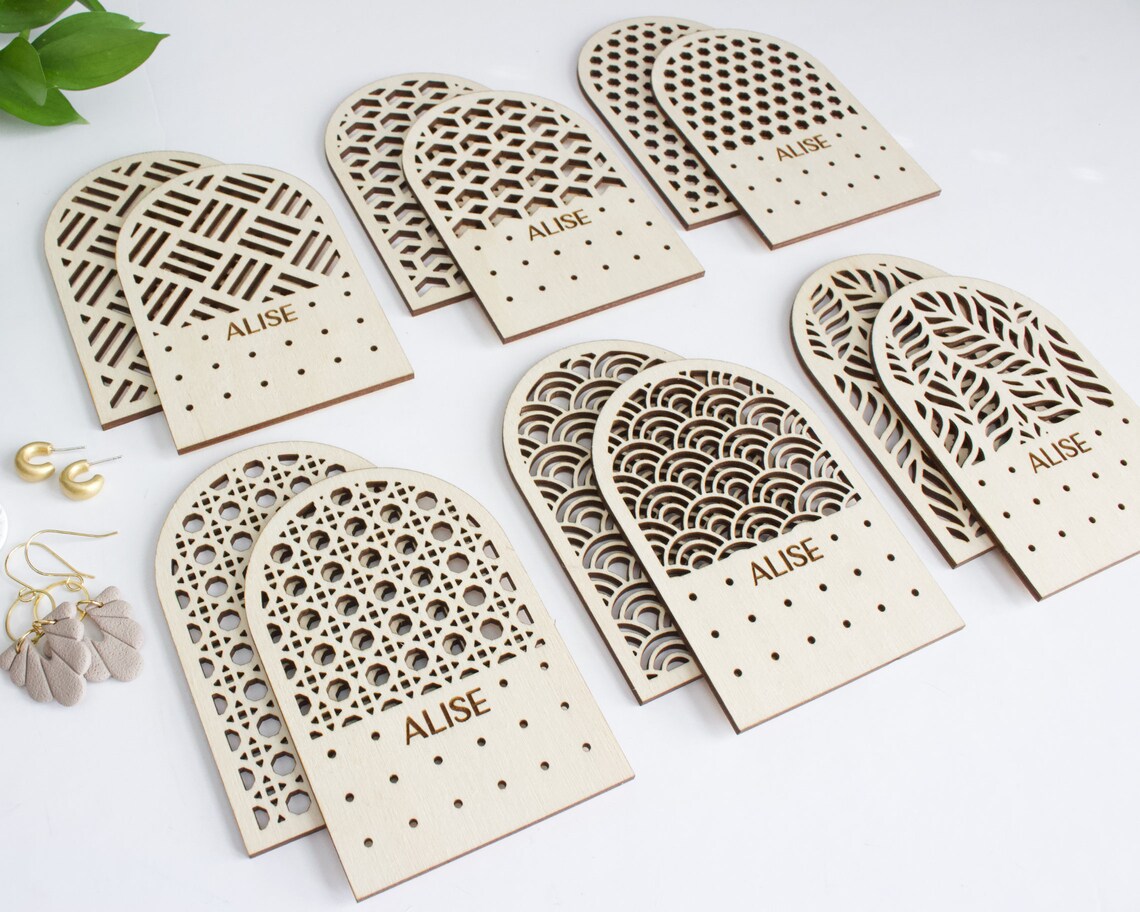 Travel Earring Holders Set of SVG Laser Cut Files for Glowforge, Stud ...