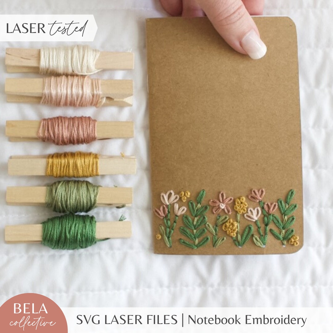 SVG Floral Notebook Embroidery Pattern for Laser Cutting | Modern DIY ...