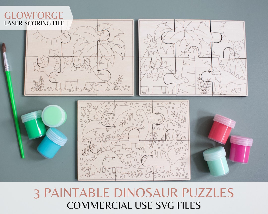 SVG Set of 3 Paintable Dinosaur Puzzles Wood Birthday Party - Etsy