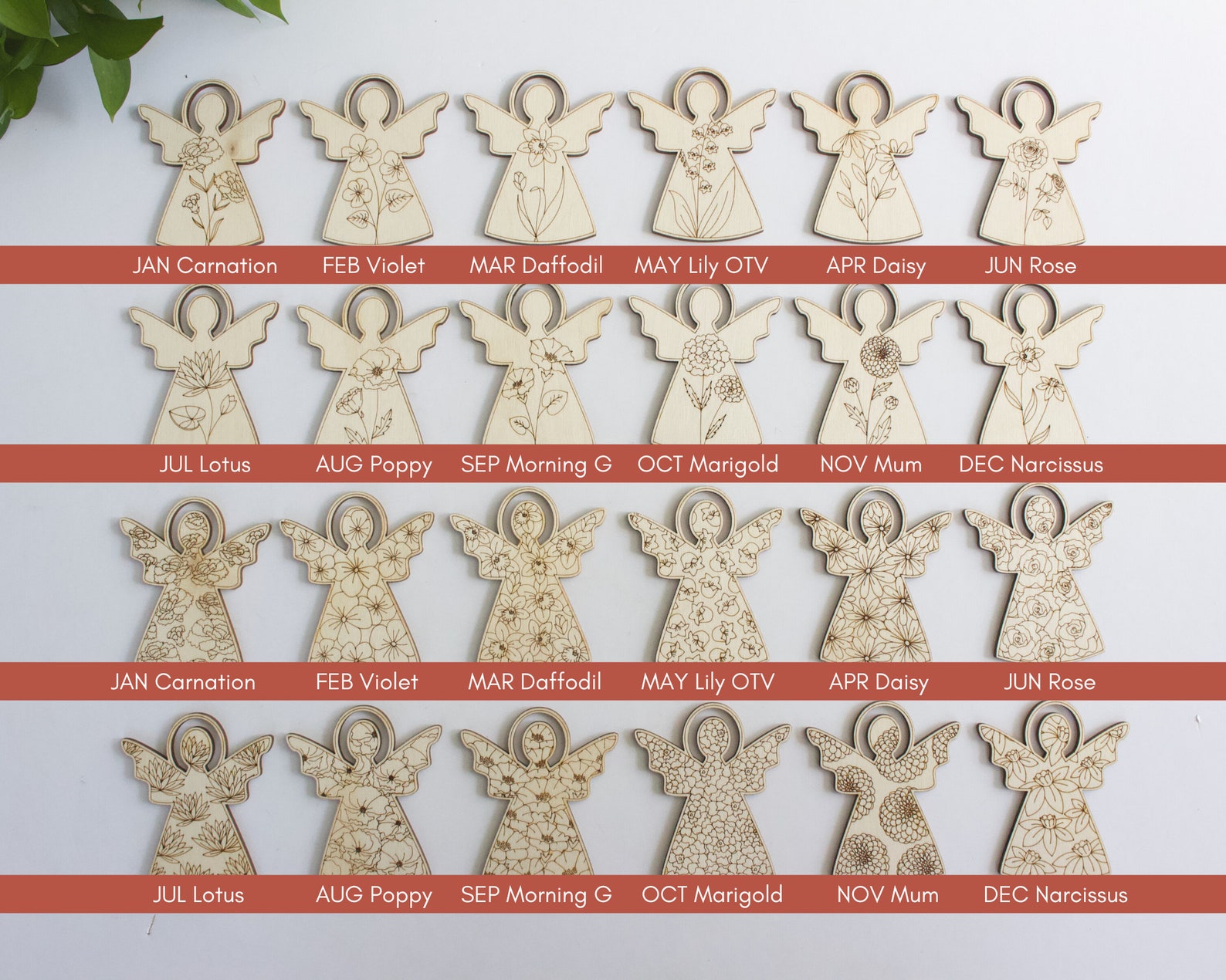 SCORING 24 Birth Month Angel Ornaments SVG Files Set - Etsy