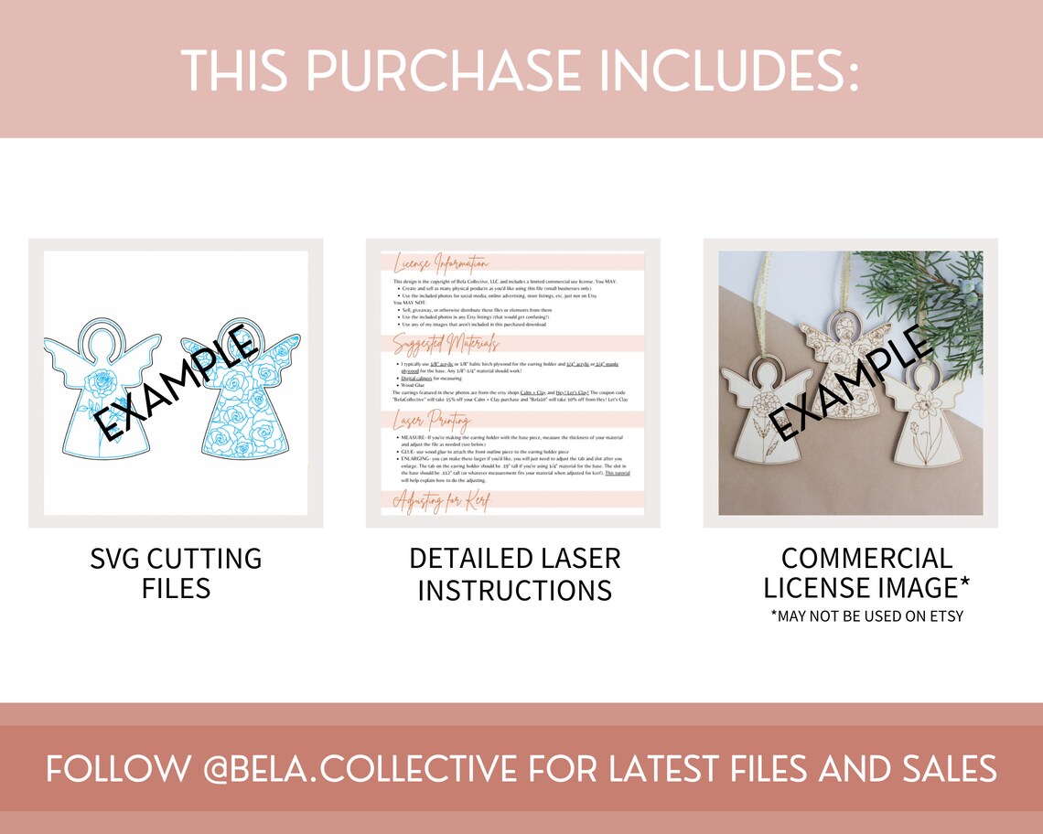 SCORING 24 Birth Month Angel Ornaments SVG Files Set | Glowforge Laser ...
