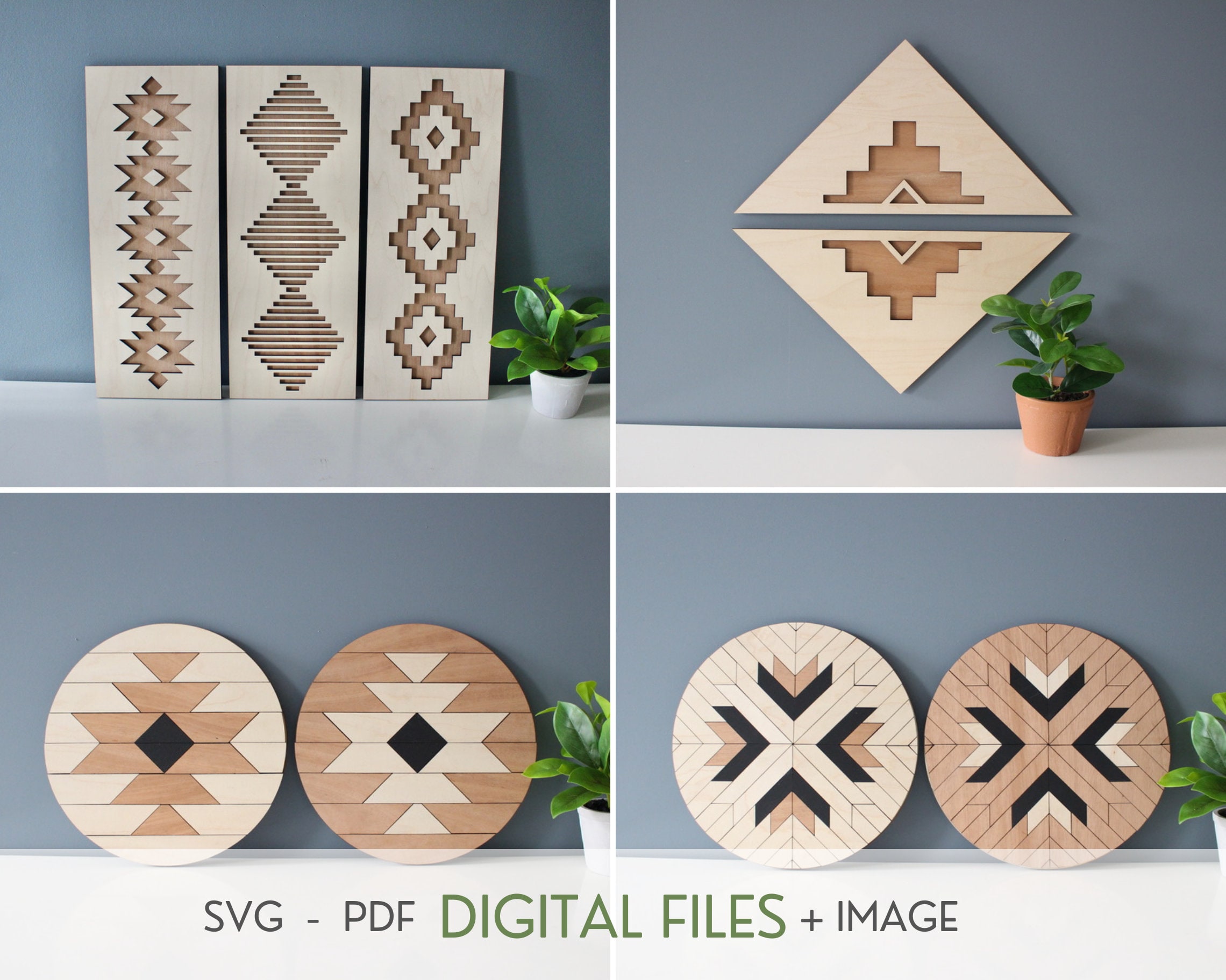 Aztec SVG Bundle Laser Cut File for Glowforge, Set of Tribal Wood Art ...
