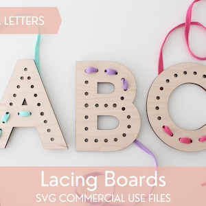 SVG Alphabet Lacing Boards File Set for Laser Cutting, Glowforge Beginner Project Kit ...