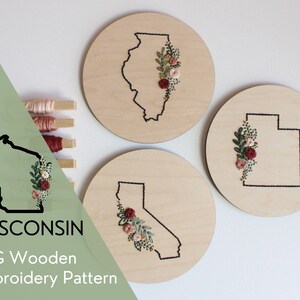 WISCONSIN SVG Floral USA State Embroidery Pattern for Laser Cutting ...