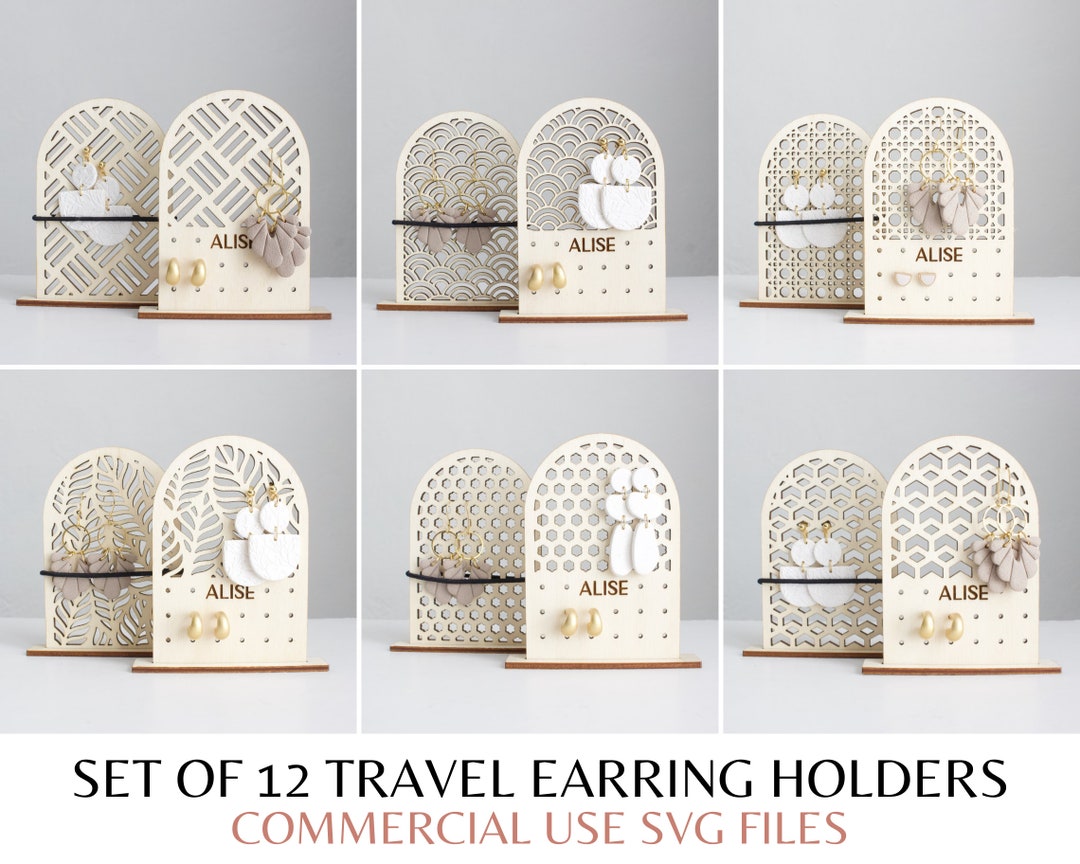 Travel Earring Holders Set of SVG Laser Cut Files for Glowforge, Stud ...