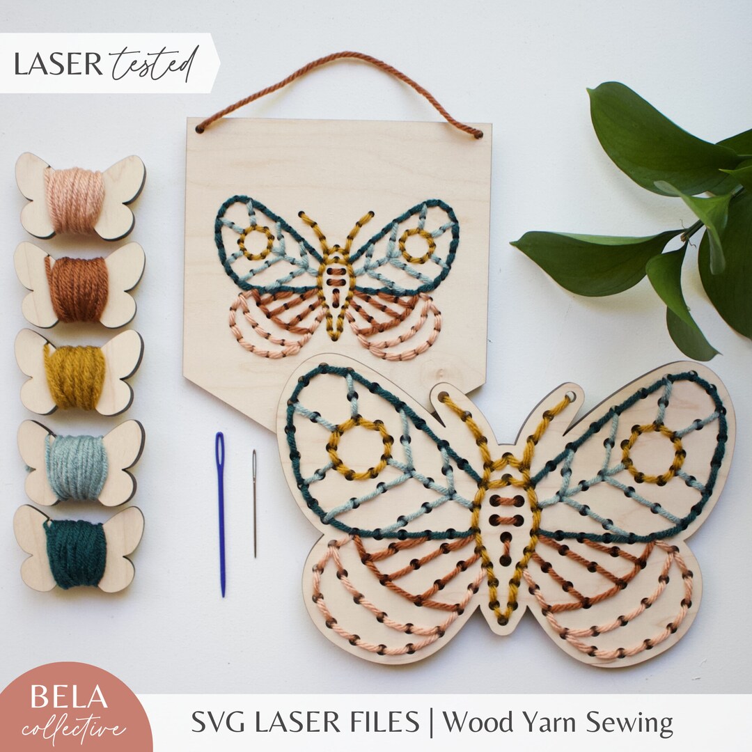 SVG Moth Yarn Sewing Pattern for Laser Cutting | My First Embroidery ...
