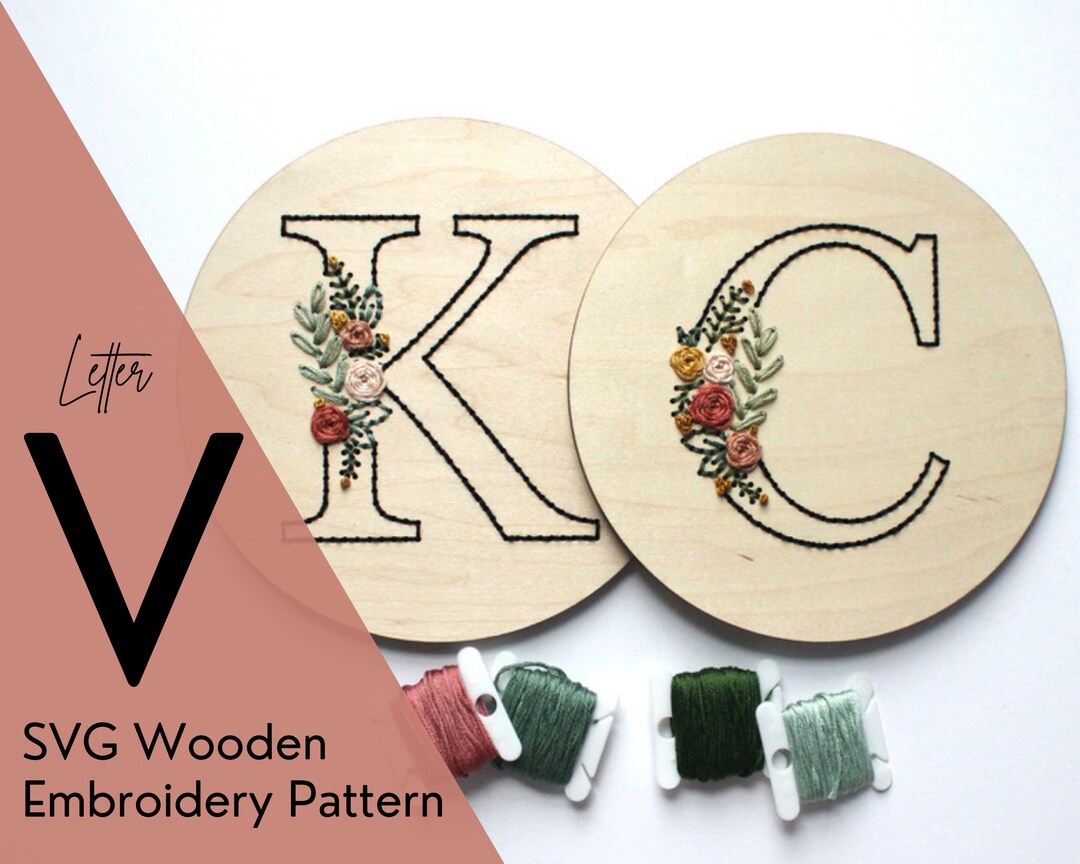 Letter V SVG FILE Floral Alphabet Embroidery Pattern for Laser - Etsy