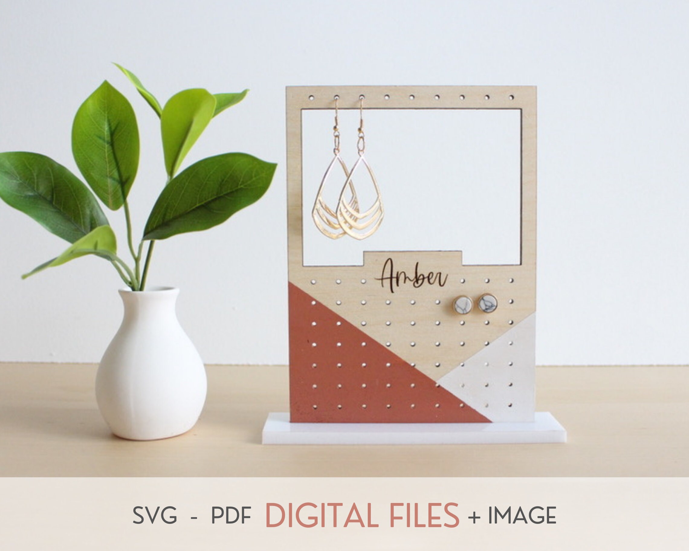 Rectangle Earring Stand SVG Laser Cut File for Glowforge Stud - Etsy