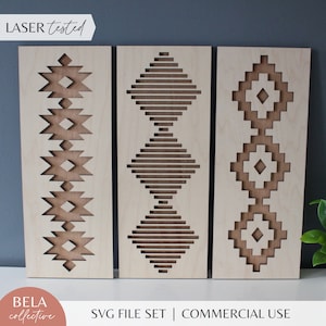 Aztec Layered Panels Trio SVG Laser Cut File for Glowforge, Tribal Wood ...