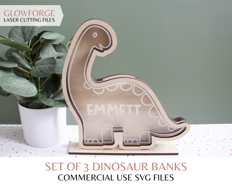 SVG Dinosaur Bank File Set Wood Nursery Decor Boy Gender - Etsy