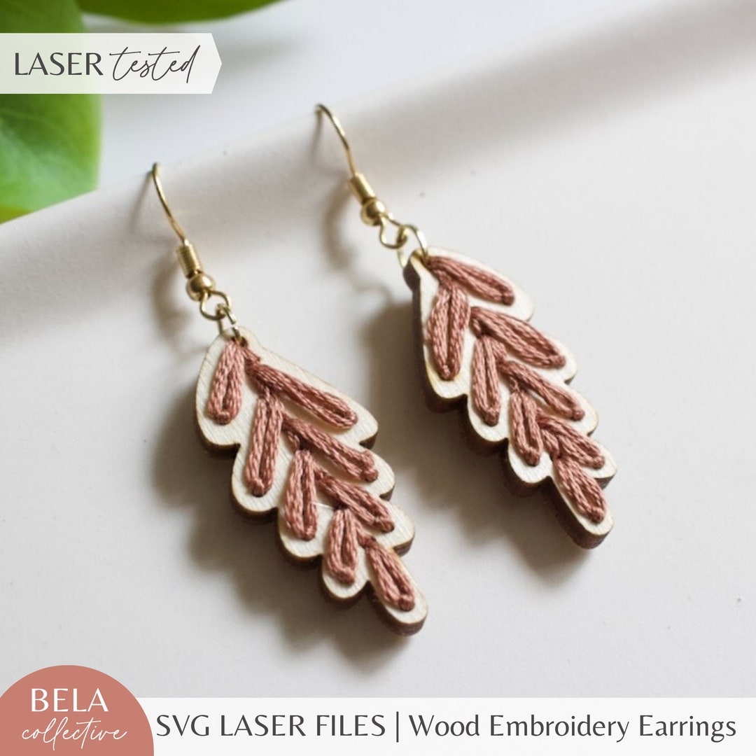 SVG Leaflet Earring Embroidery Pattern for Laser Cutting - Etsy