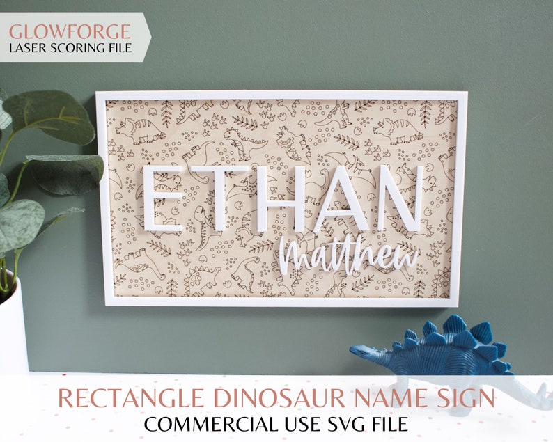 SVG Dinosaur Name Sign Backer Scoring Pattern Wood Birthday - Etsy