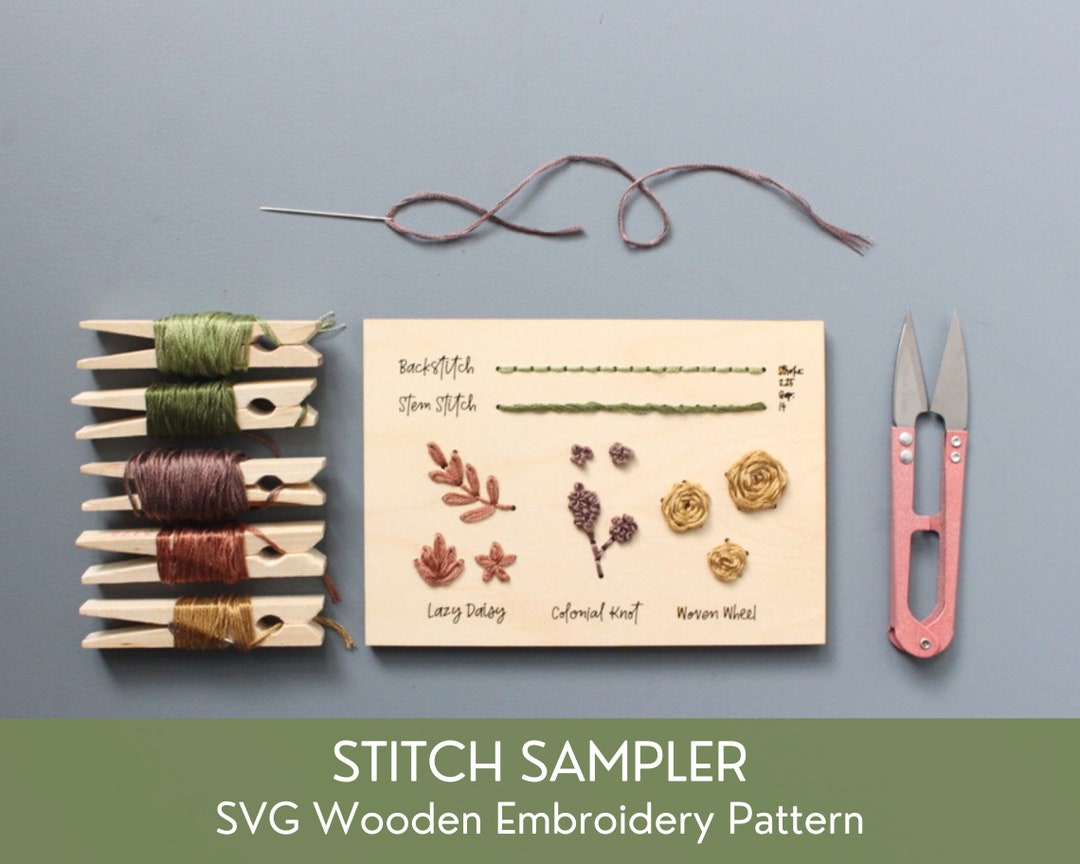 SVG Stitch Sampler Learn to Embroider for Laser Cutting, Glowforge ...