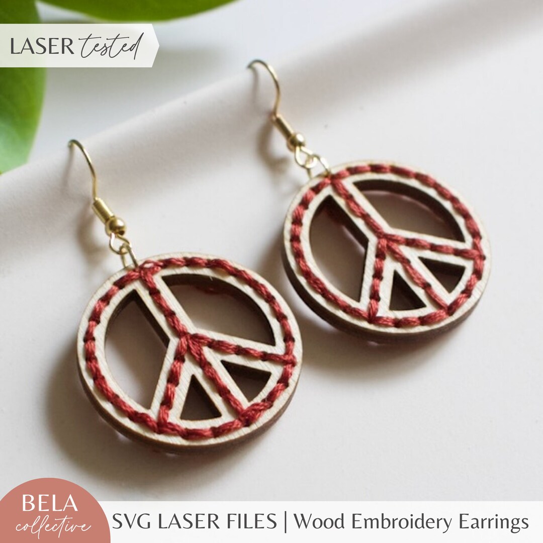 SVG Peace Sign Earring Embroidery Pattern for Laser Cutting - Etsy