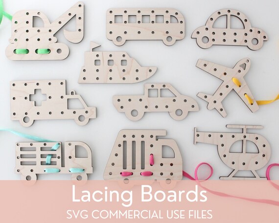 SVG Transportation Lacing Boards File Set for Laser Cutting | Etsy