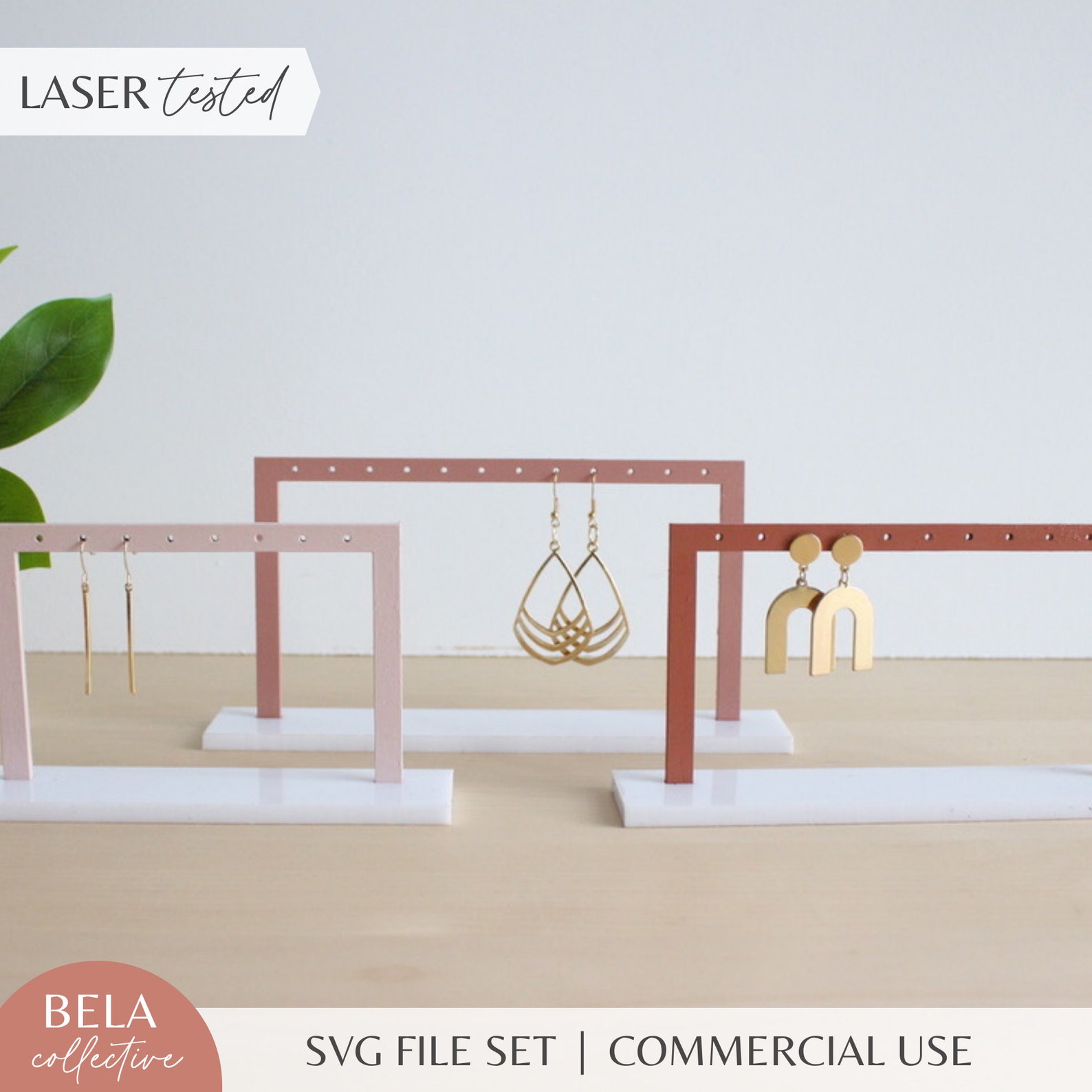 Square Trio Earring Stand SVG Laser Cut Files for Glowforge, Stud ...