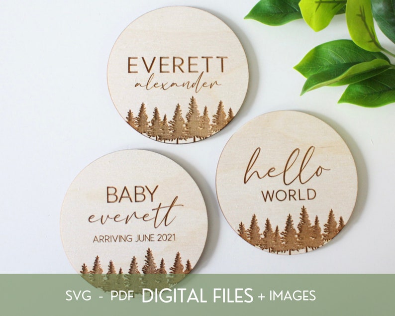 Complete Set of Forest Themed Baby SVG Wooden Rounds, Digital Cut File ...