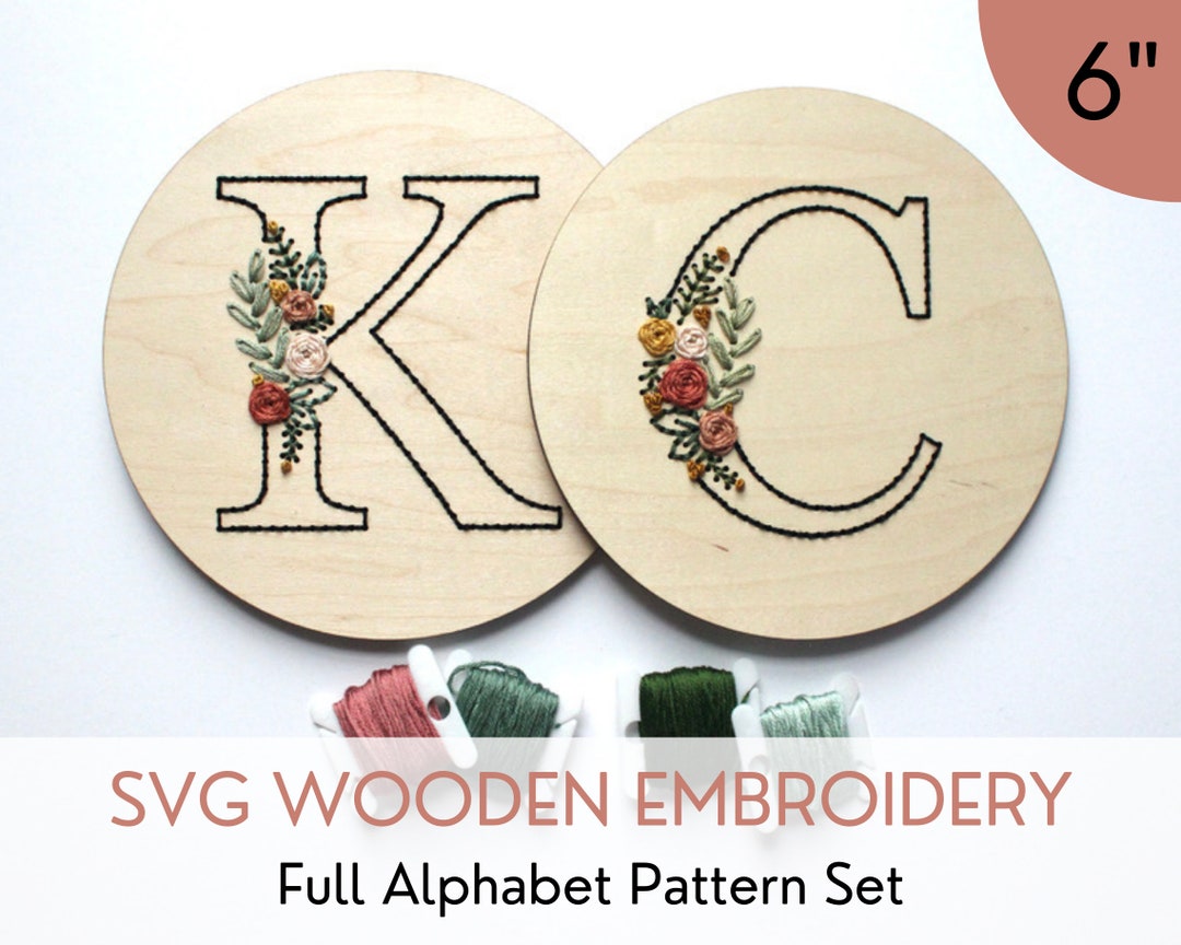 SVG Floral Alphabet Embroidery Pattern for Laser Cutting, File Bundle ...