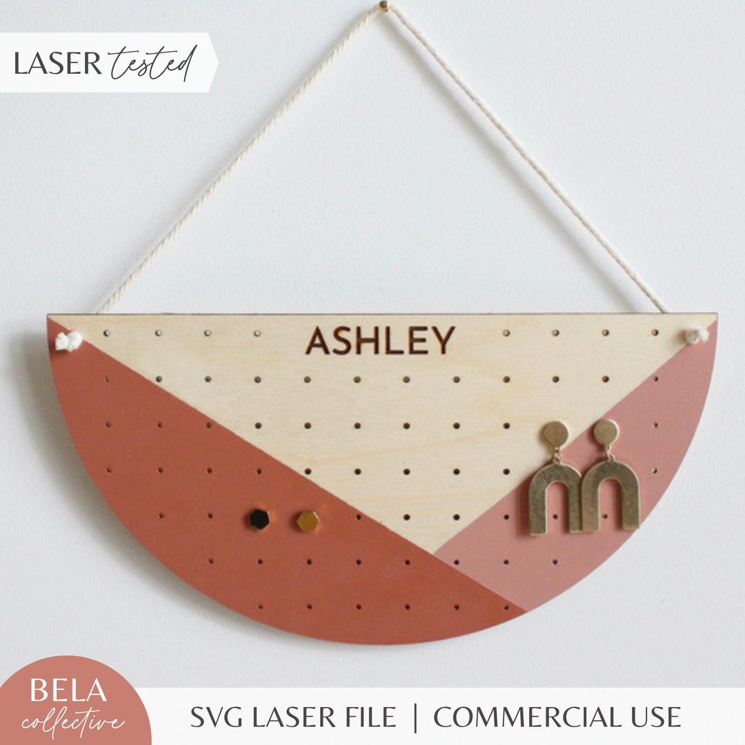 Half Moon Earring Hanger SVG Laser Cut File for Glowforge, Stud Earring ...