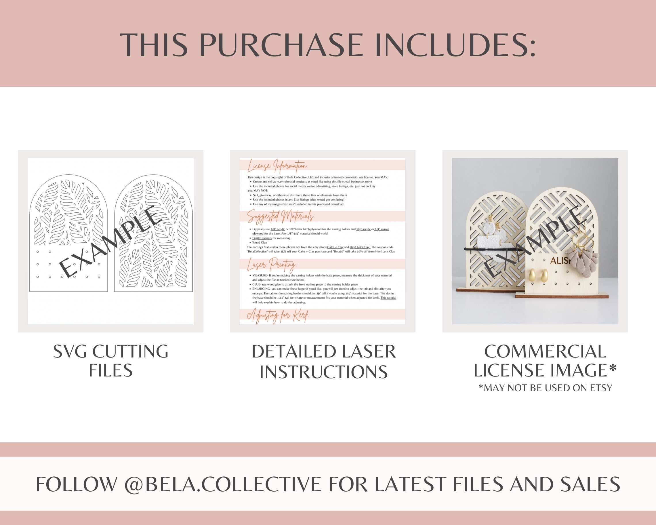 Travel Earring Holders Set of SVG Laser Cut Files for Glowforge, Stud ...