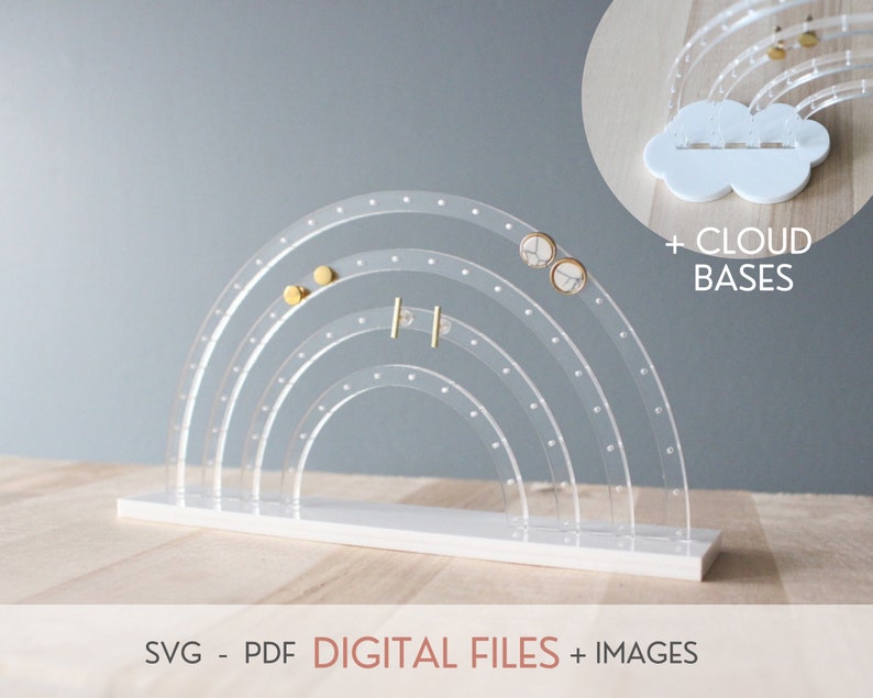 Rainbow Earring Stand SVG Laser Cut File for Glowforge, Beginner ...