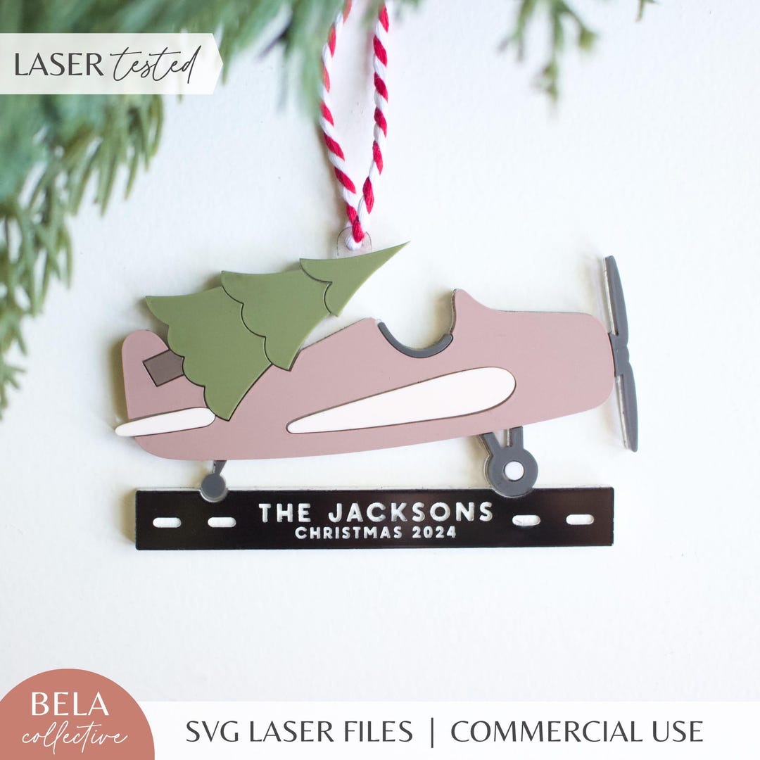 SVG Vintage Air Plane Christmas Tree Ornament | Acrylic Cut File for ...