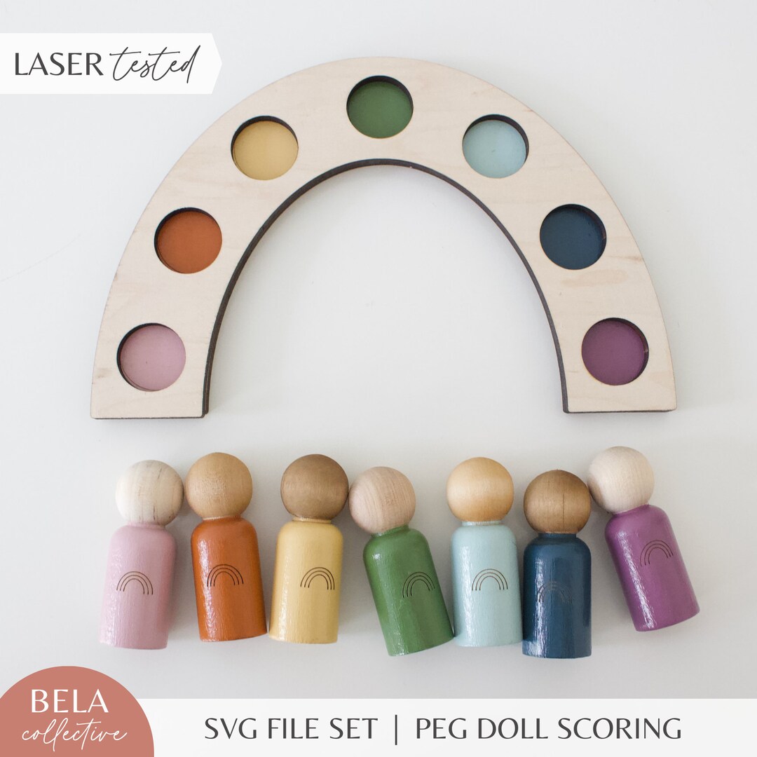 Rainbow Peg Doll Scoring SVG: Laser Cut File (digital Download) - Etsy ...
