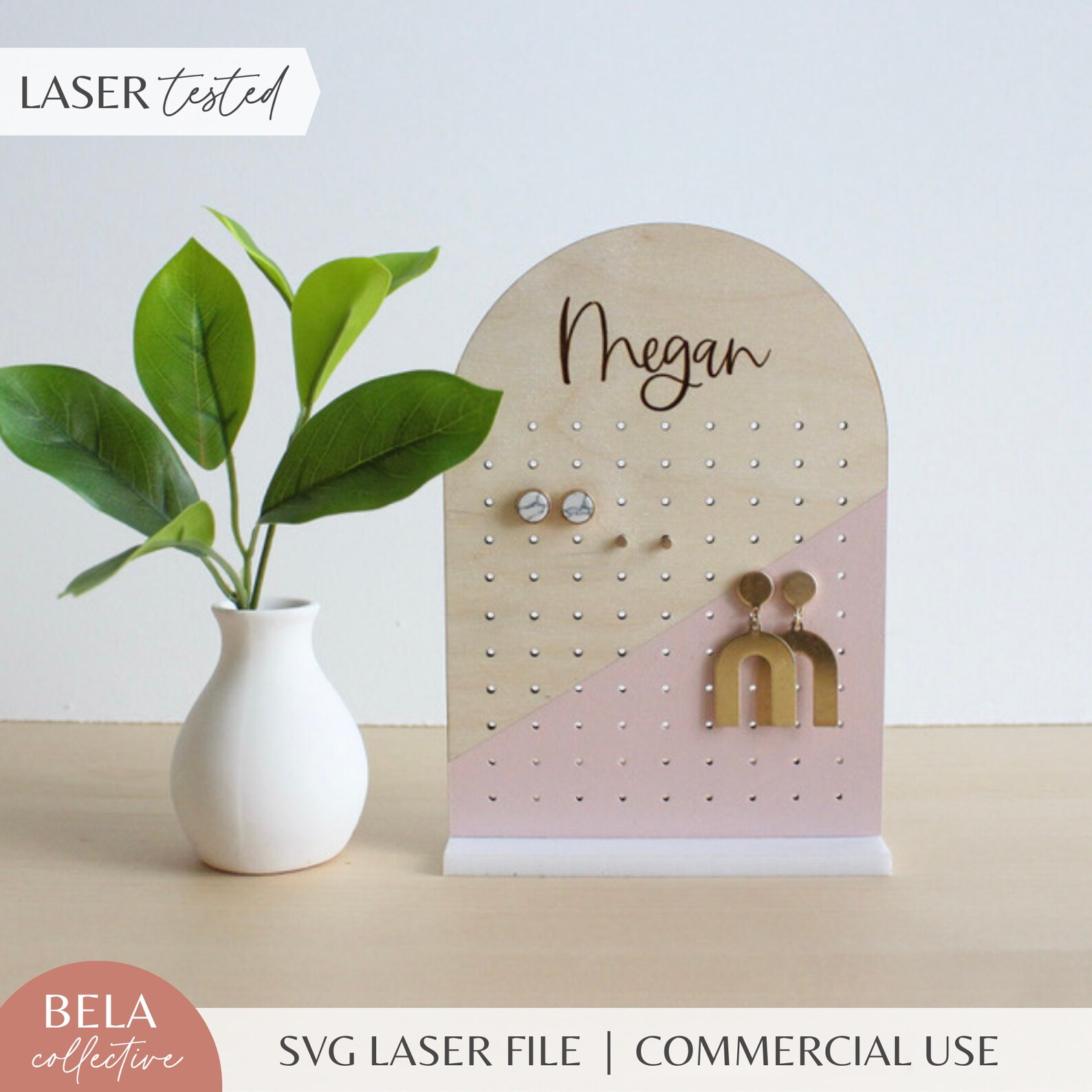 Modern Arch Earring Stand SVG Laser Cut File for Glowforge, Stud ...
