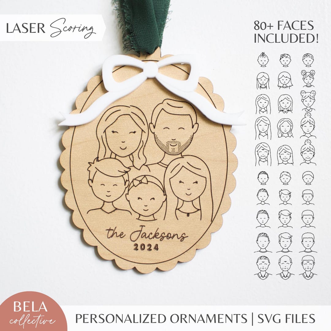 Custom Family Face Ornament SVG Set | Personalized Faces Christmas Gift ...