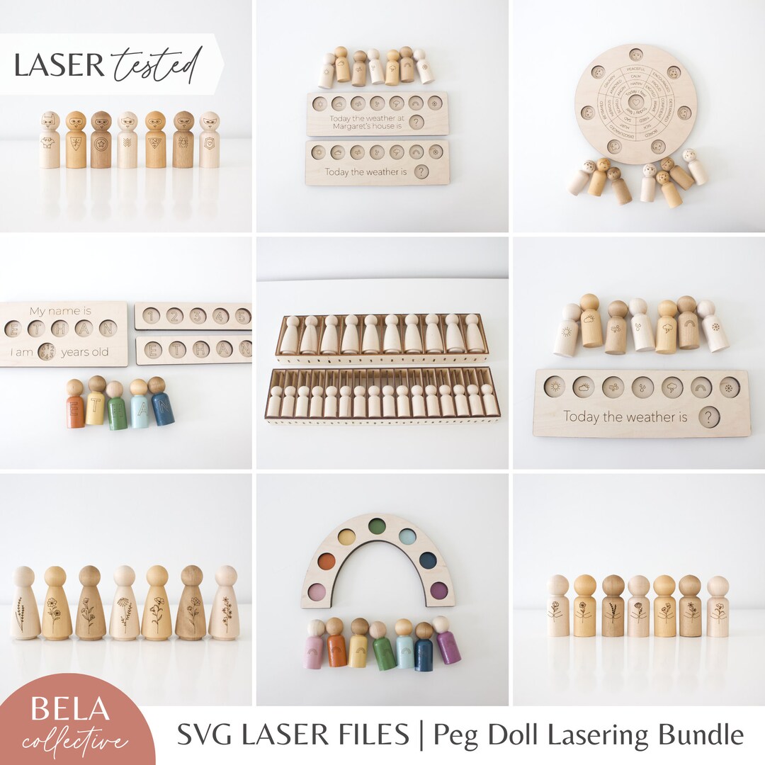 Peg Doll Lasering Bundle | SVG Digital Files for Laser Printing ...