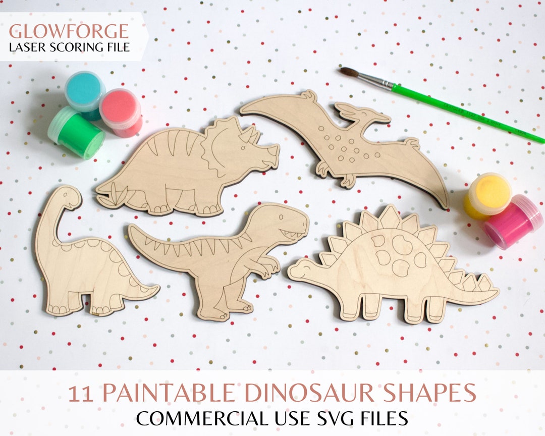 SVG Set of 11 Paintable Dinosaur Shapes Wood Birthday Party Favors Kit ...