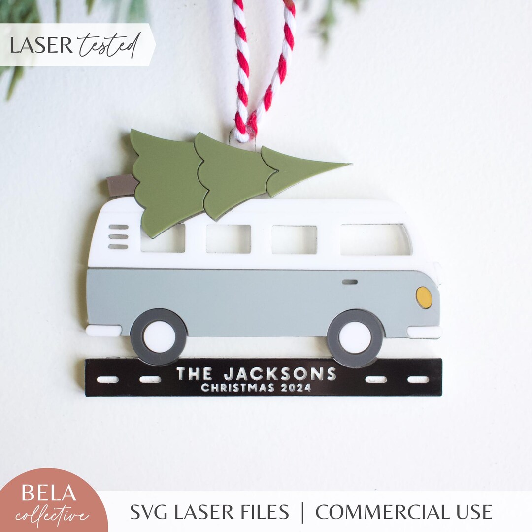 SVG Vintage Van Christmas Tree Ornament | Acrylic Cut File for Laser ...