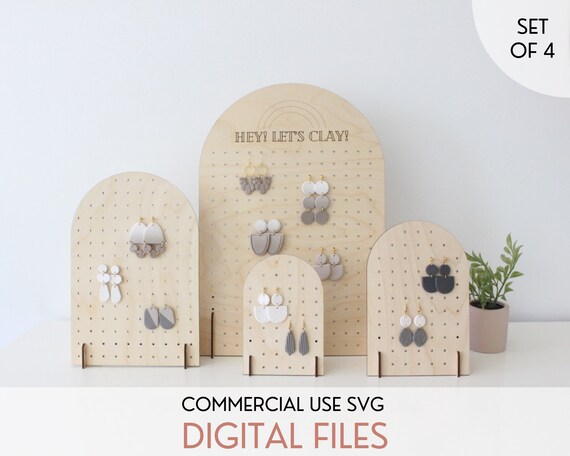 SVG Set of 4 Arch Earring Display Stands Laser Cut File for - Etsy