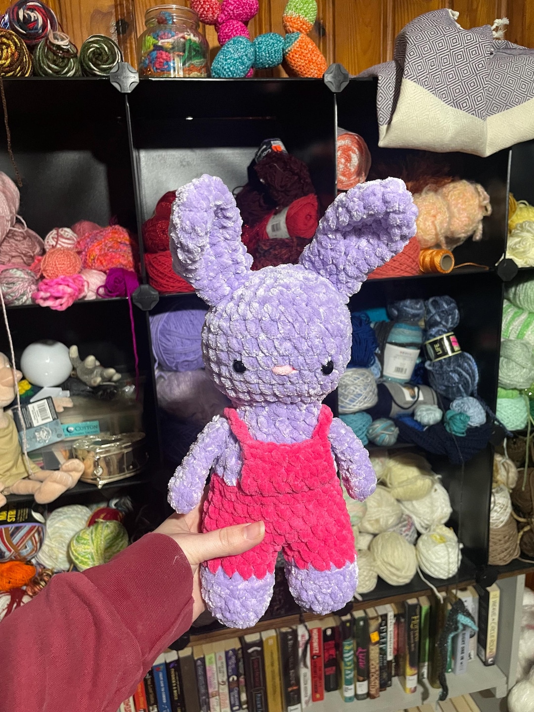 Purple Plush Bunny With Hot Pink Overalls - Etsy