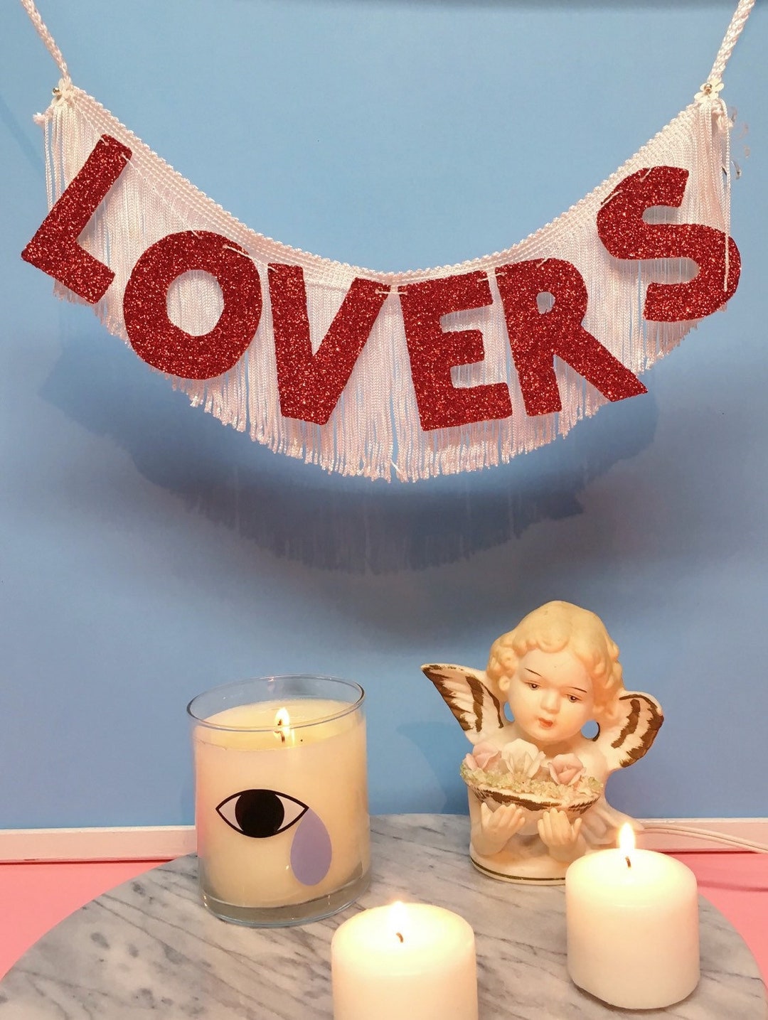 Lovers Glittering Fringe Banner | Love Banner, Fringe Wall Hanging ...