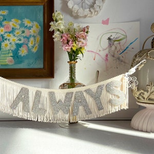 Love Always Glittering Fringe Banner | Wall Hanging, Glitter Banner ...